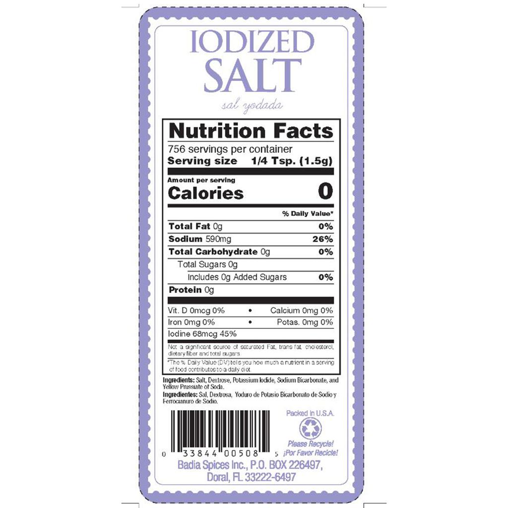 iodized salt label